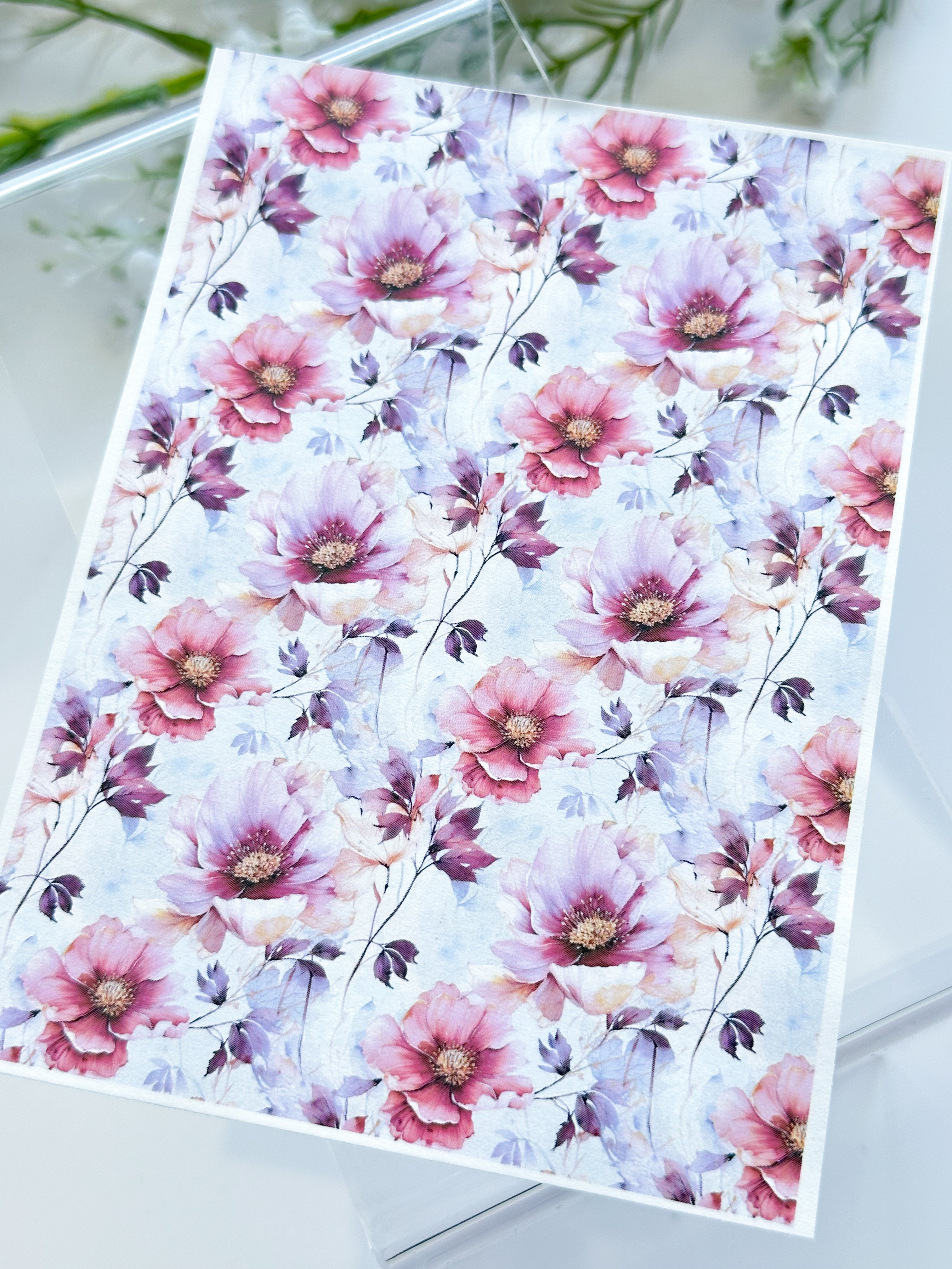 Transfer Paper 308 Red Watercolor Flowers | Image Water Transfer – Tera ...