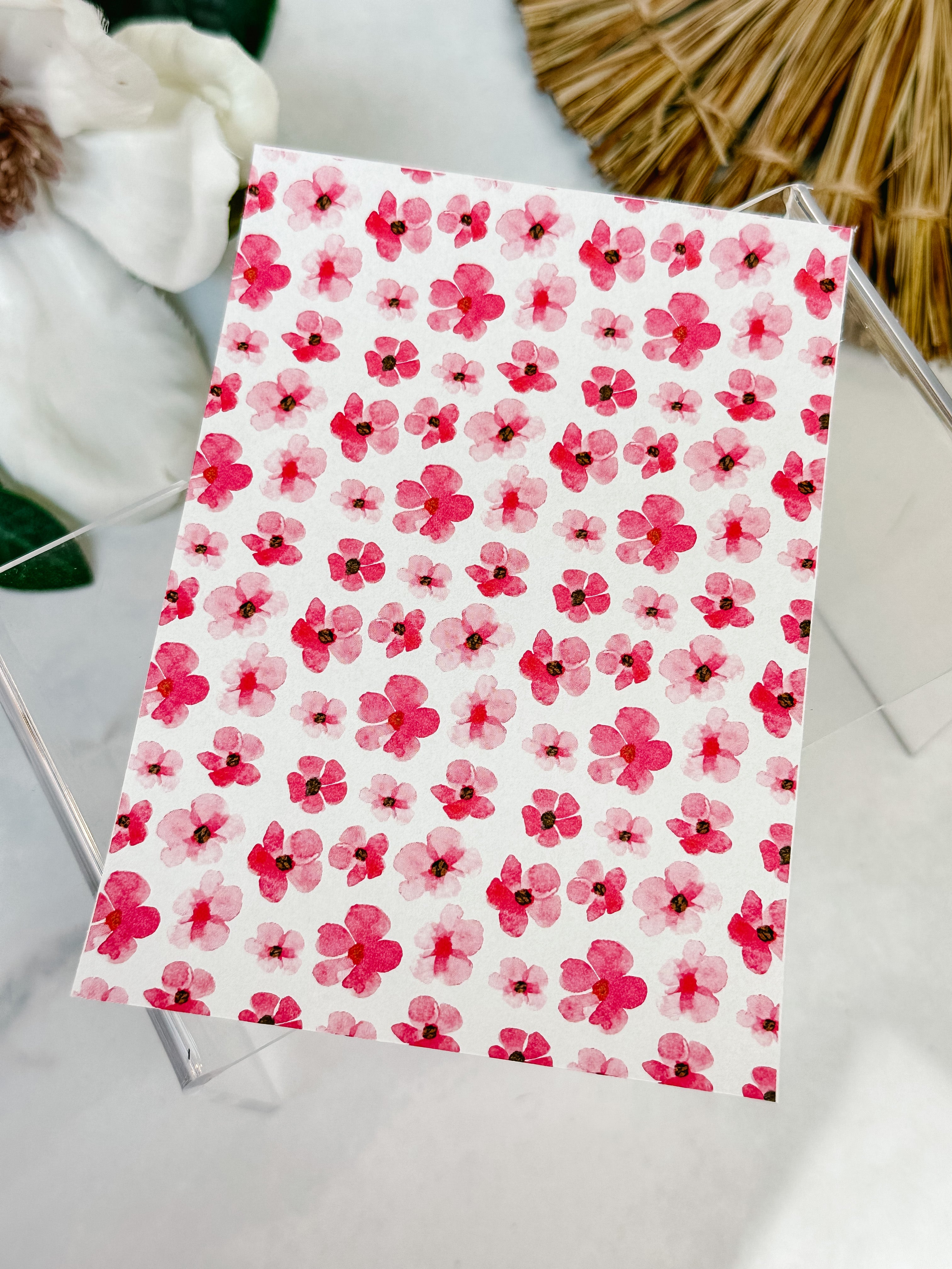 Transfer Paper 082 Pink Flowers | Floral Image Water Transfer – Tera Clay
